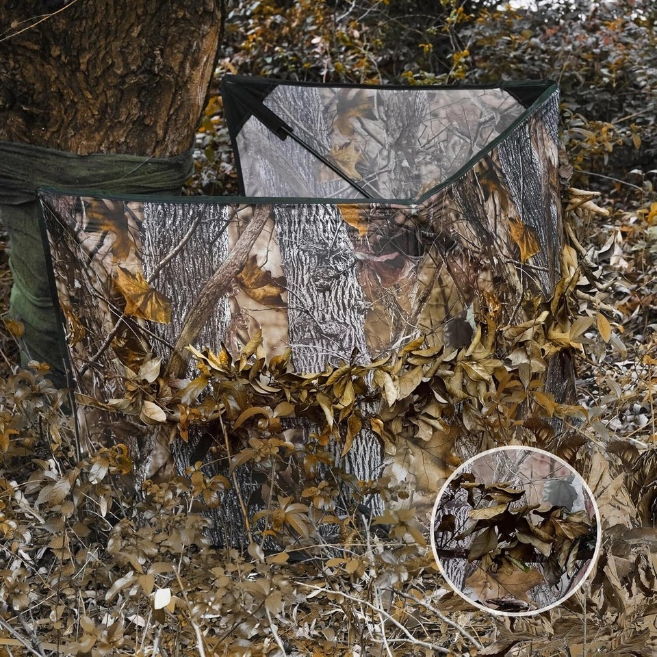Hunting Blind See Through Ground Blind Portable Three-Panel Hunting ...