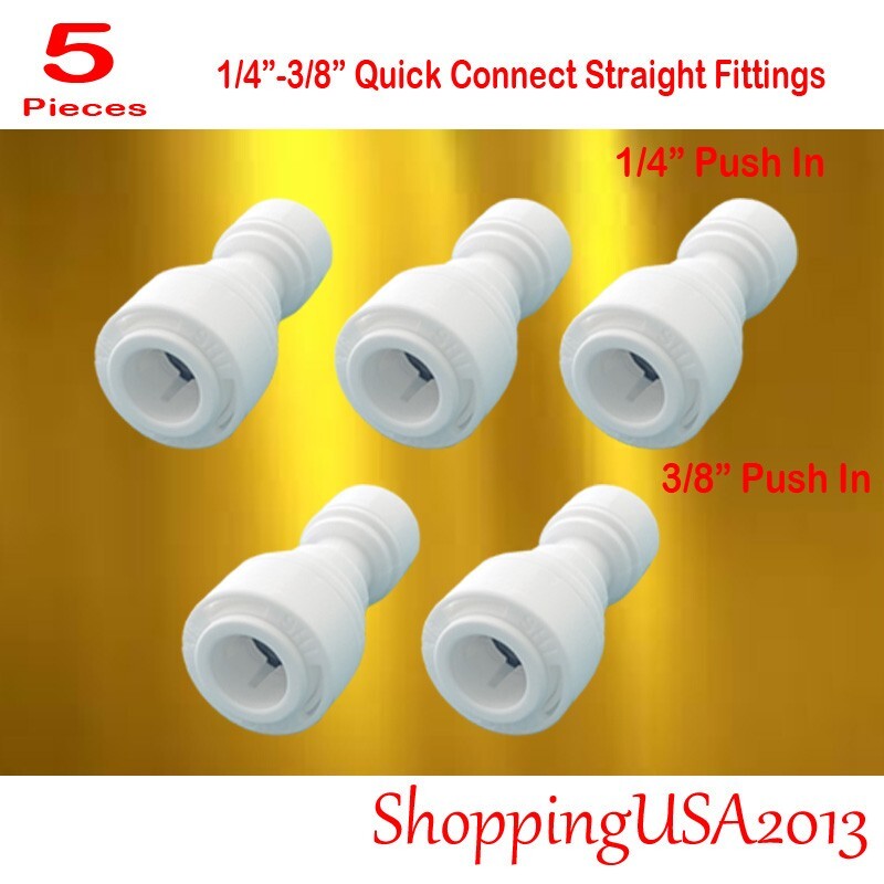 5 Pc 1/4-3/8 Quick Connect Straight Fitting Connector Push In RO Under ...