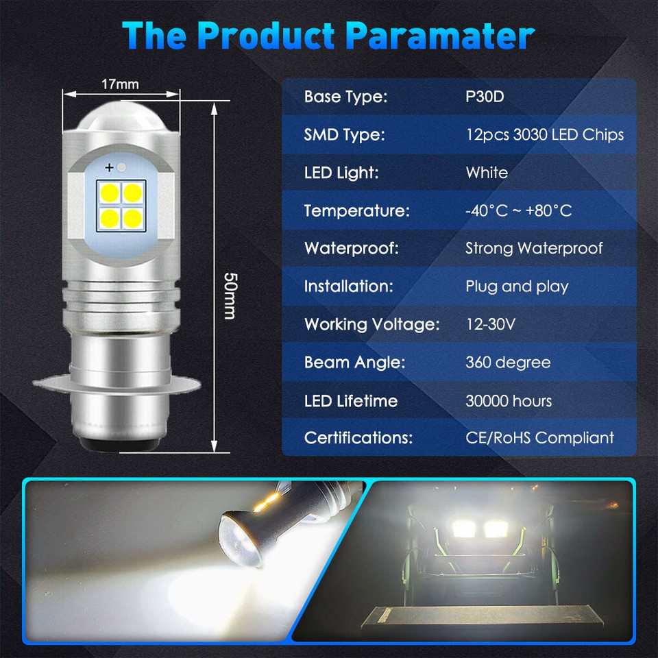 1x White LED Bulb for Massey Ferguson Tractor Headlight Stanley A5575 ...