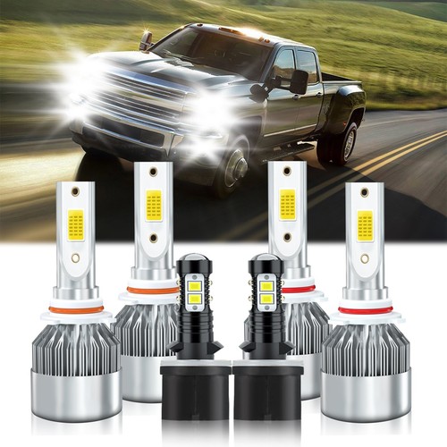For Chevy Silverado 2500 HD 2001-2002 LED Headlight Bulbs Fog Light Hi ...