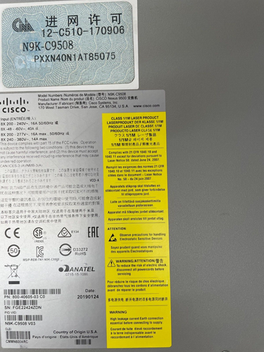 Cisco Nexus 9508-B2-R= 2x SUP-B+, 8X X9636C-R NXOS-AD PAC-3000W-B 4 FM ...