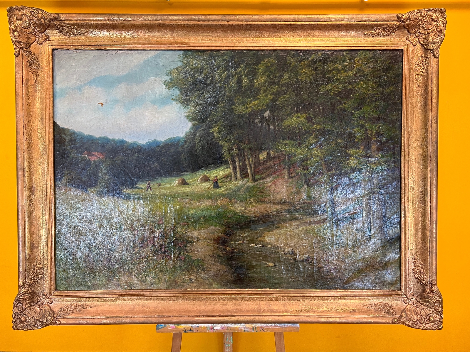 Großformatige Pracht: XXL Biedermeier Gemälde - Landschaft mit Fluss | eBay