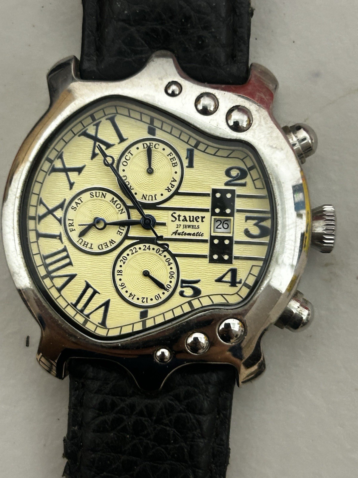 Stauer Guitar Automatic 27 Jewels Men’s Chronograph Watch 18311 Chrome ...