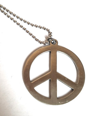 Womens Silver Pewter Peace Sign Symbol Pendant Necklace w/ 24 Ball ...