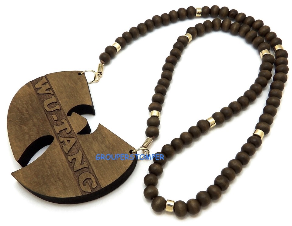 WU-TANG Necklace New Good Wood Style Pendant with Wood Bead Chain | eBay