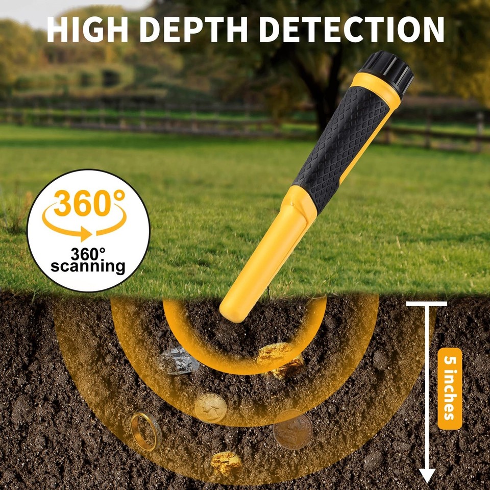 SAKOBS Metal Detector Pinpointer Wand: 5" Detection Depth, IP68 Fully ...