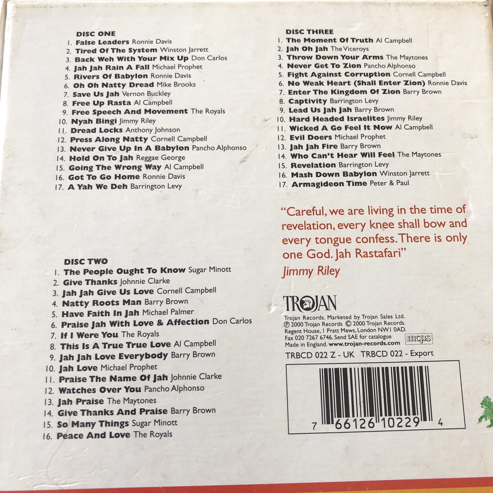 Various Artists - Trojan Box Set (Rastafari, 2000) for sale online | eBay