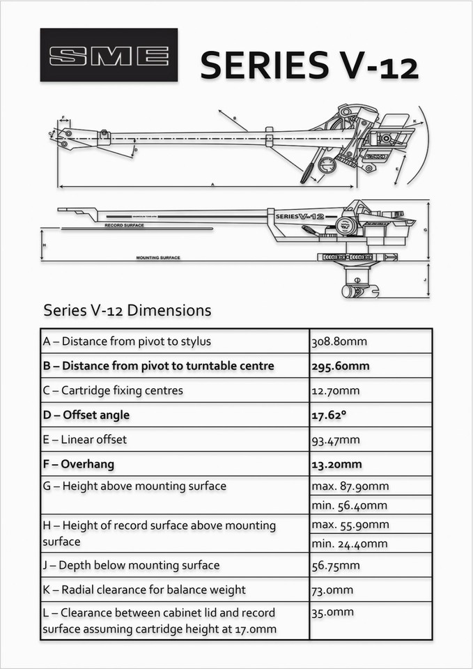 SME Series V-12 Custom Designed Tonearm Cartridge Stylus Alignment ...