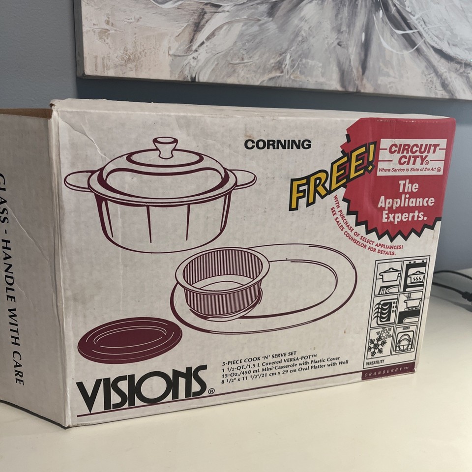Vision Corning Ware Pyrex 5 Piece Cook N Serve Set Cranberry | eBay