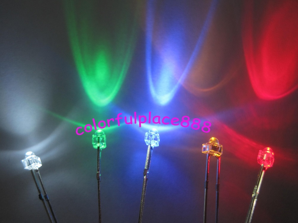 100pcs, 1.8mm Red Yellow Blue Green White Water Clear LED Mix Color ...