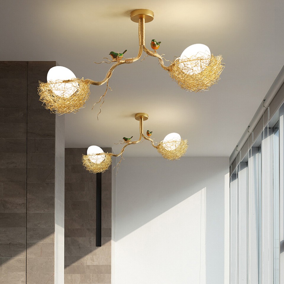 Woven Nest Chandelier Contemporary Pendant Light Bird Decor Lighting ...