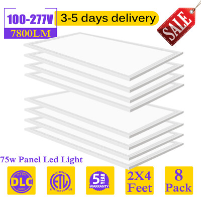 4-12Pcs 2X4ft LED Flat Panel Light,75W with 7800 lumens,5500K White ...