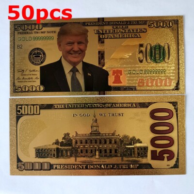 50pcs President Colorized $5000 Dollar Bill Gold Foil Banknote | eBay