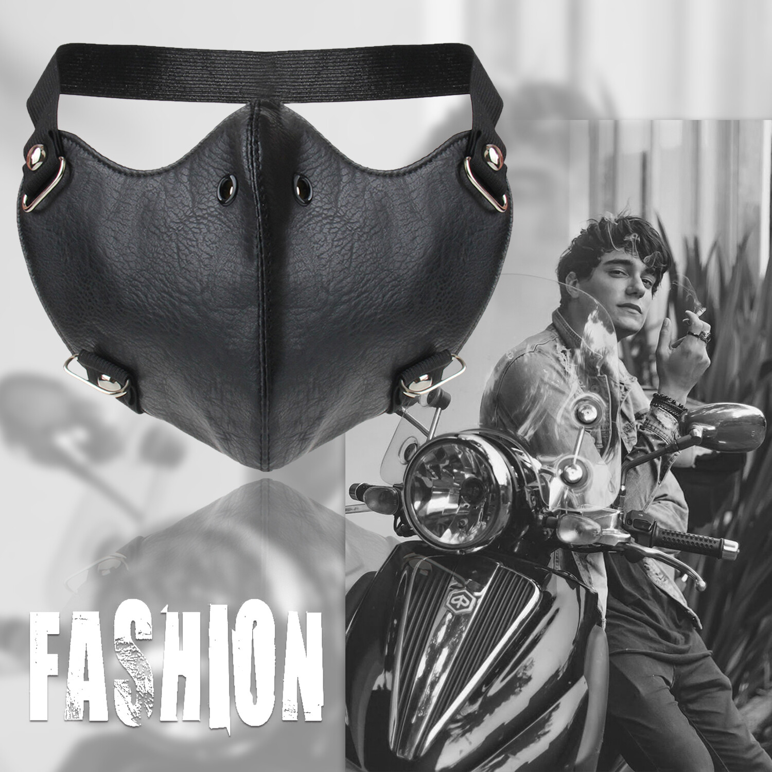 Outdoor Sports Biker Motorcycle Leather Anti-Dust Half Face Mouth ...