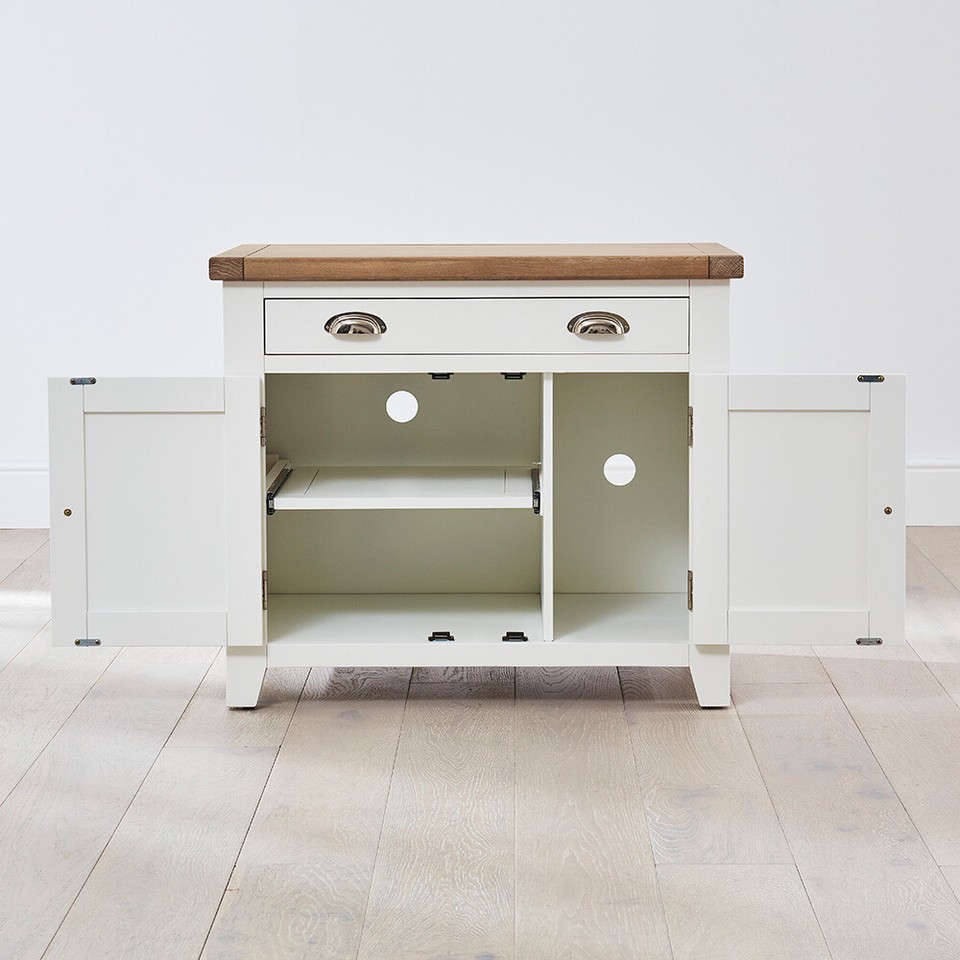 Computer Desk Cheshire White Painted Hideaway Space Saving Home Office ...