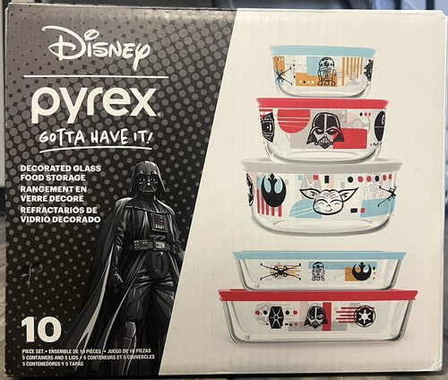 New! Pyrex Star Wars 10 Piece Decorated Glass Food Storage Set Bowls ...