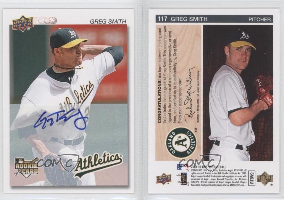 2008 Upper Deck Timeline Auto Greg Smith #117 Auto 4p7 | eBay UK