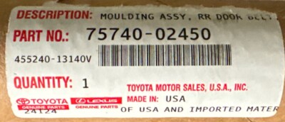 Toyota 75740-02450 Rear Left Door Belt Molding 2020-2024 Corolla | eBay