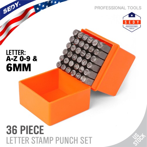 1/4" Letter & Number Stamp Punch Set 36pc Hardened Steel Metal Wood ...