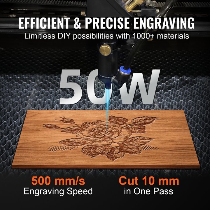 VEVOR CO2 Laser Engraver 50W Cutting Cutter Engraving Machine Rubbers ...