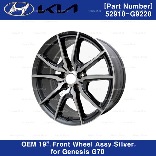52910G9220 OEM 19" Front Wheel Assy Silver for Hyundai Genesis G70 2019 ...