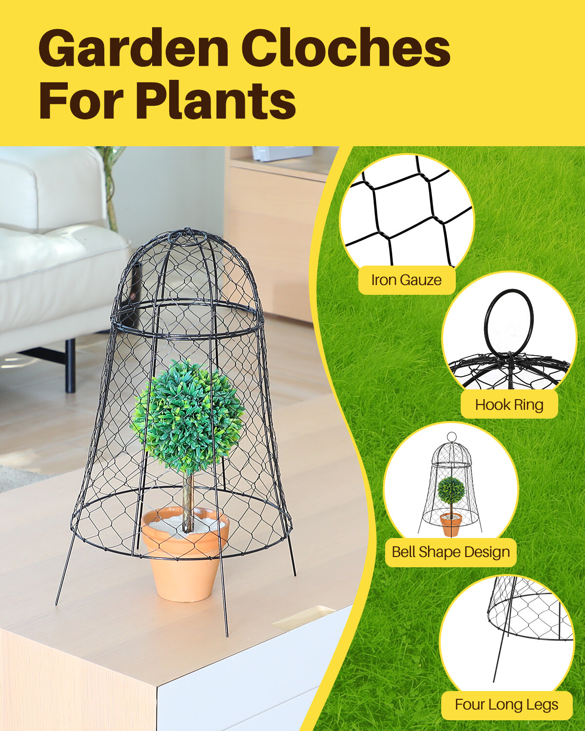 Garden Cloche Plant Protectors, Chicken Wire Cloche Dome for Plants 6 ...