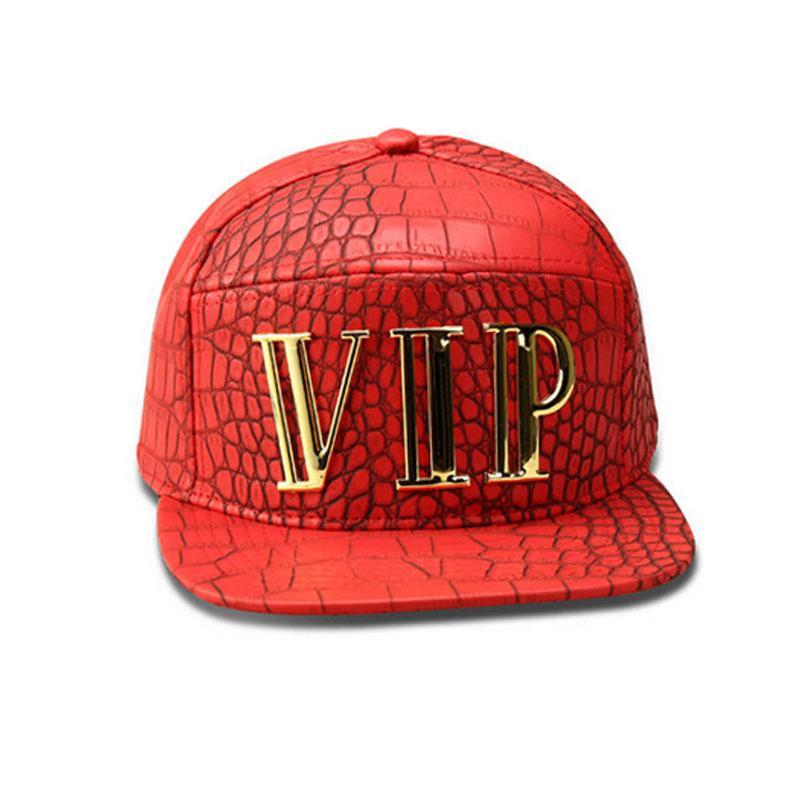 Fashion Crocodile Pattern Leather Baseball Caps VIP Letter Punk Hat ...