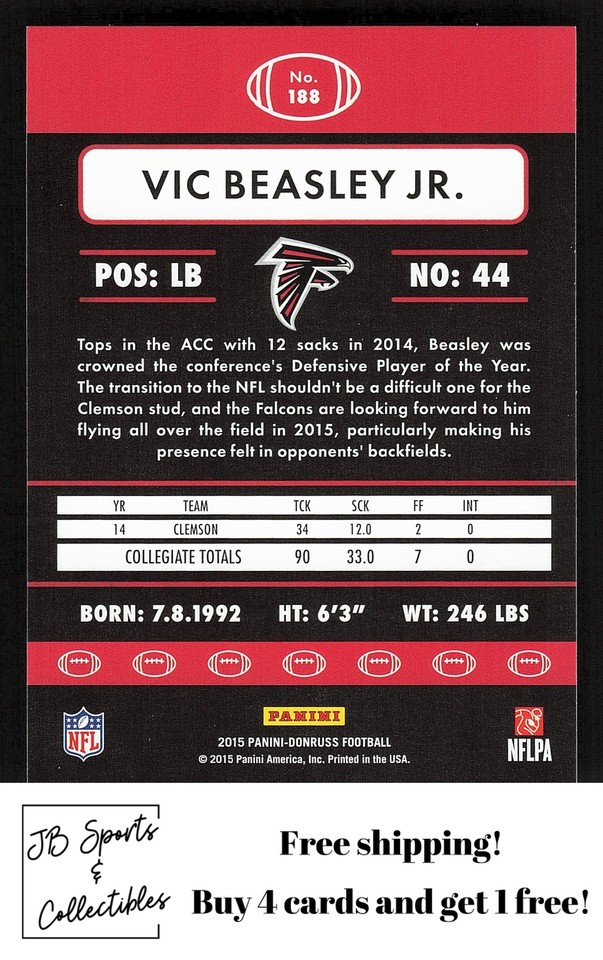 2015 Donruss Rookie Vic Beasley Jr. #188 Atlanta Falcons | eBay