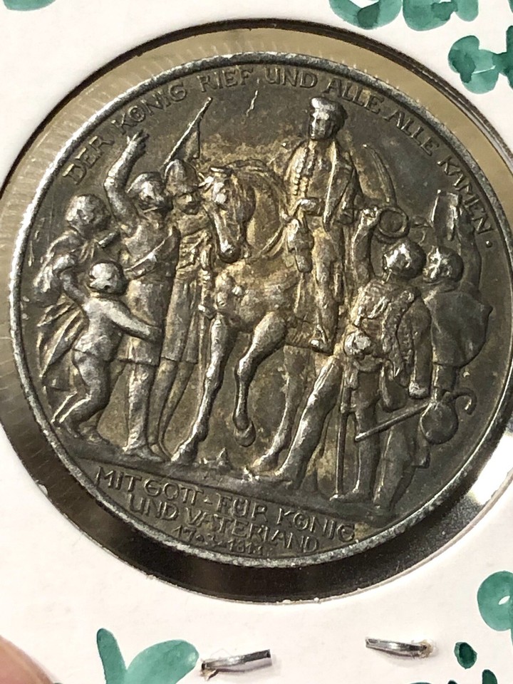 1840 Prussia 2 Thaler (LARGE) & 1913 2 Mark - RARE Silver Coin Lot ...
