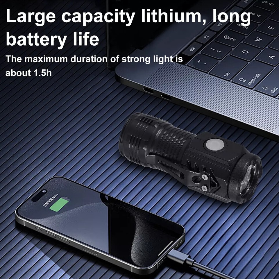3x Super Bright LED Mini Tactical Flashlight USB Rechargeable Lamp 5 ...