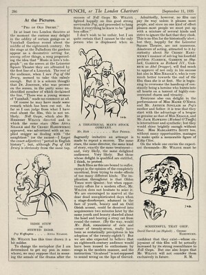 1935 MOVIE REVIEW (Cedric Hardwicke, Hay Petrie...) with 3 CARICATURES ...