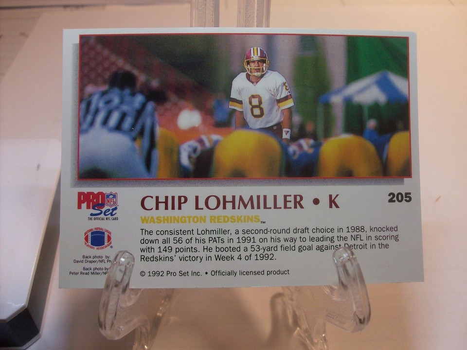 1992 Pro Set Power #205 - Chip Lohmiller - Washington Redskins (13918 ...