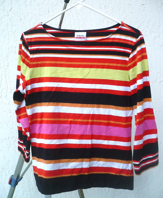 RUBY RD FAVORITES COLORFUL STRIPED KNIT TOP SHIRT WOMEN S M BRIGHT ...