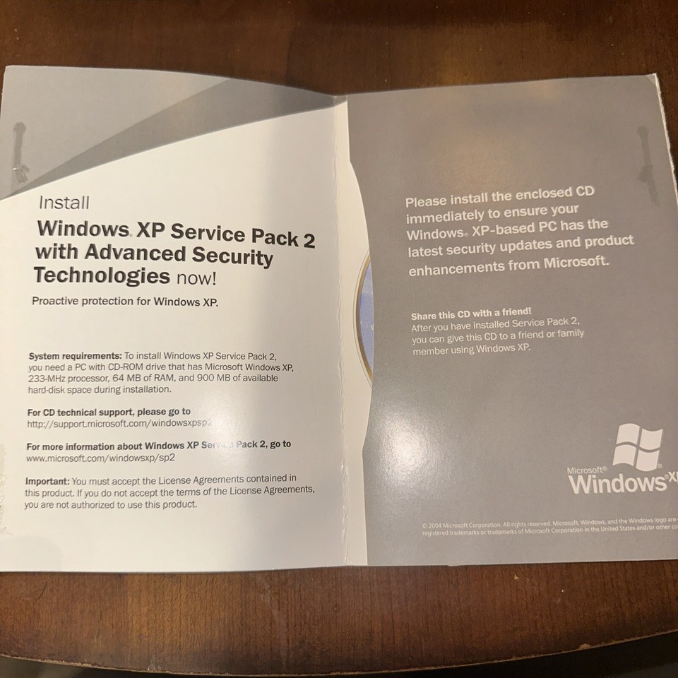 Microsoft Windows XP Service Pack 2 CD SP2 Mailer Mail Order NIB | eBay