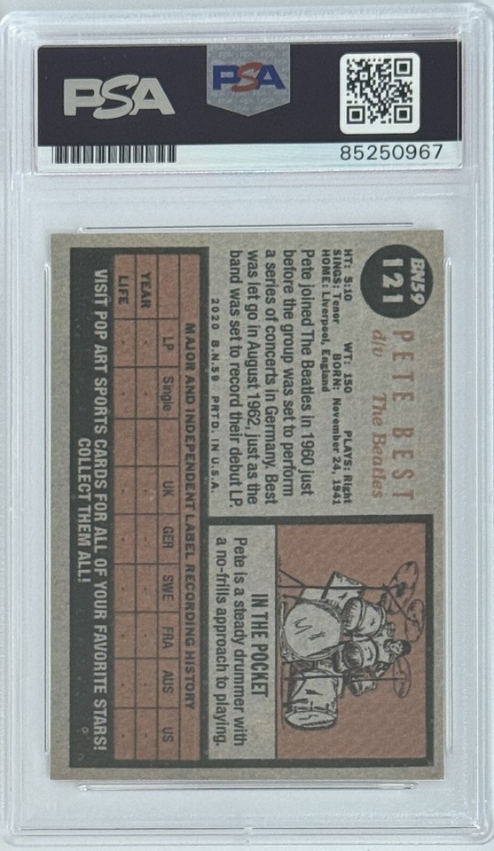 Pete Best The Beatles Drummer Before Ringo Signed Trading Card PSA DNA ...