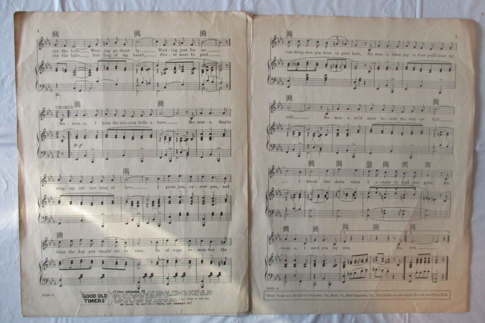 Ramona Sheet Music Dolores Del Rio Photoplay United Artists 1928 Waltz ...