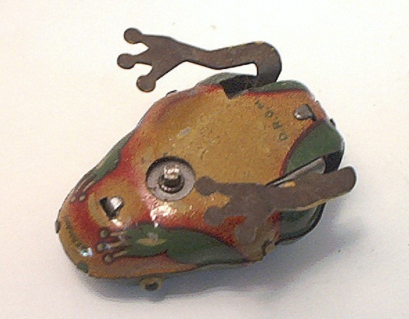 1920s-30s KOHLER TIN KEY WIND CLOCKWORK 1 3/4" MINIATURE HOPPING FROG ...