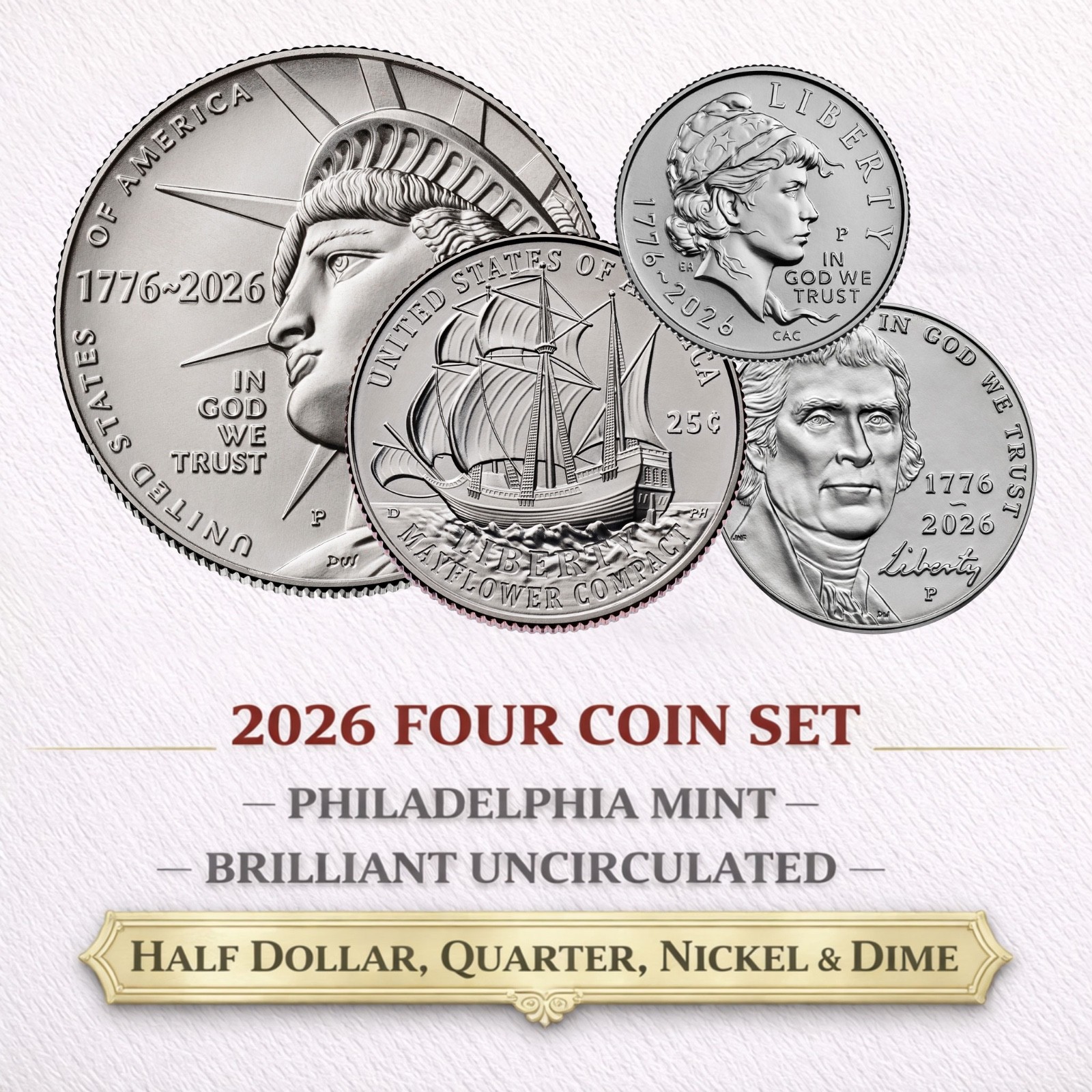 2026 SemiQ Half Dollar, Quarter, Dime & Nickel ~ Philadelphia ~ Four ...