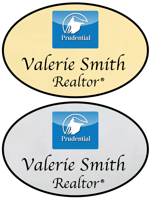 1 GOLD & 1 SILVER PRUDENTIAL REALTY PERSONALIZED NAME BADGES SAFETY PIN ...