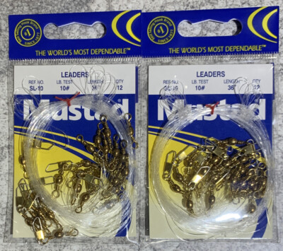 2 Packs Mustad Surf Leaders SL-10 10# Test 36” Length 12/pack 24 Total ...