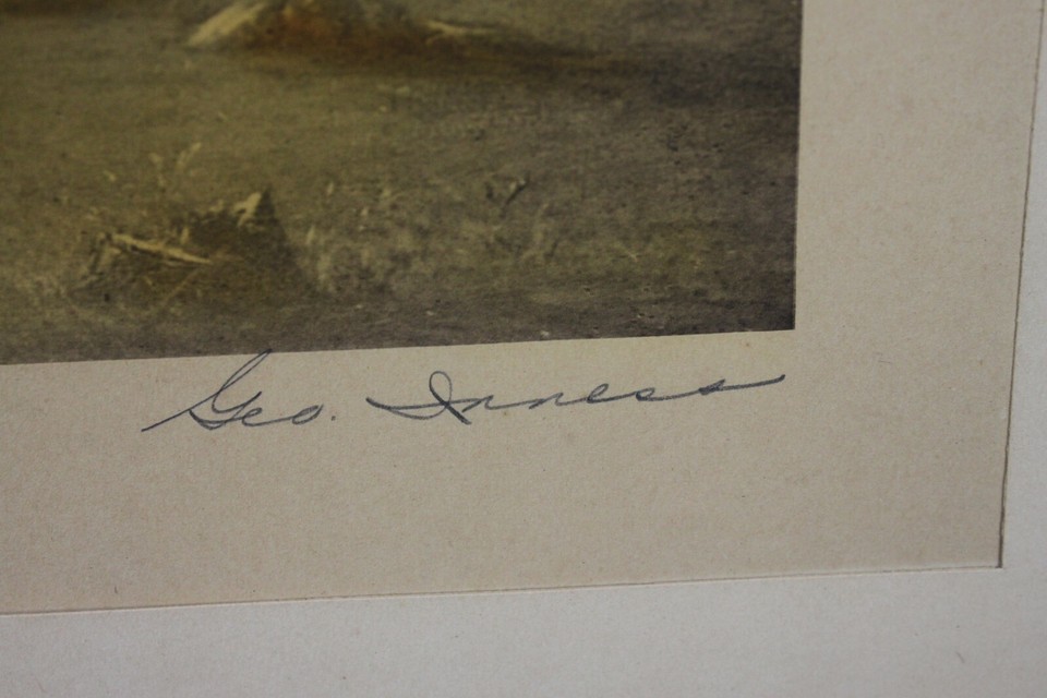 Vtg George Inness Wall Art Print Signed Peace and Plenty Very Old ...