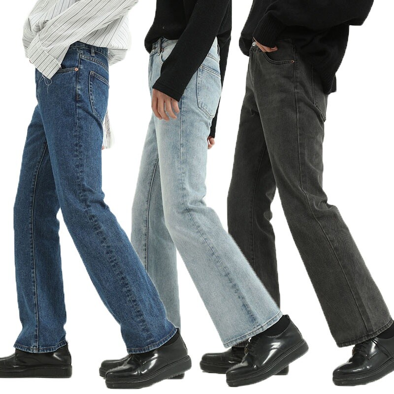 Men's Bell Bottom Jeans Vintage Flared Denim Pants Slim Trousers ...