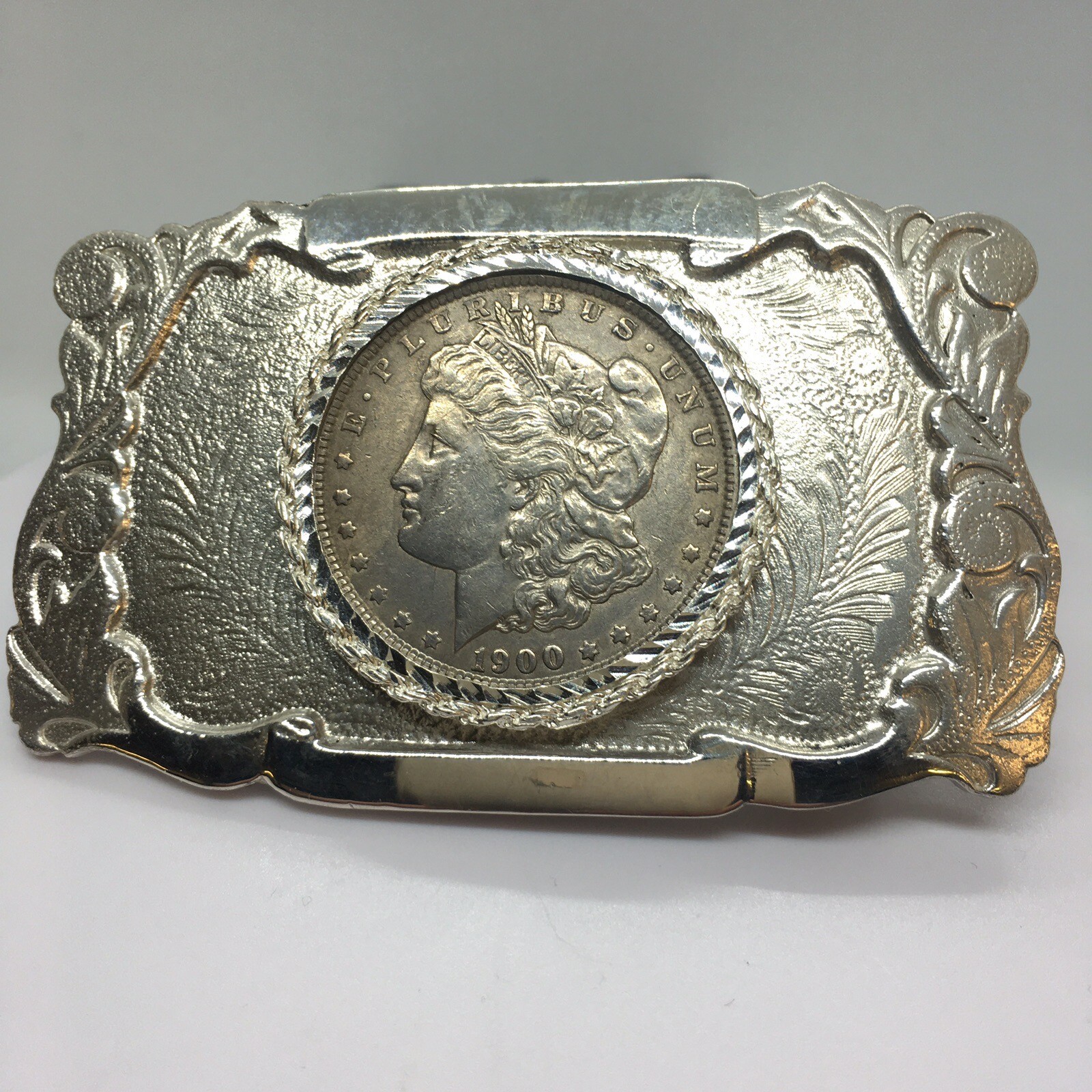 Vintage Western Morgan Dollar Year 1900 Sterling Silver Belt Buckle 114 ...