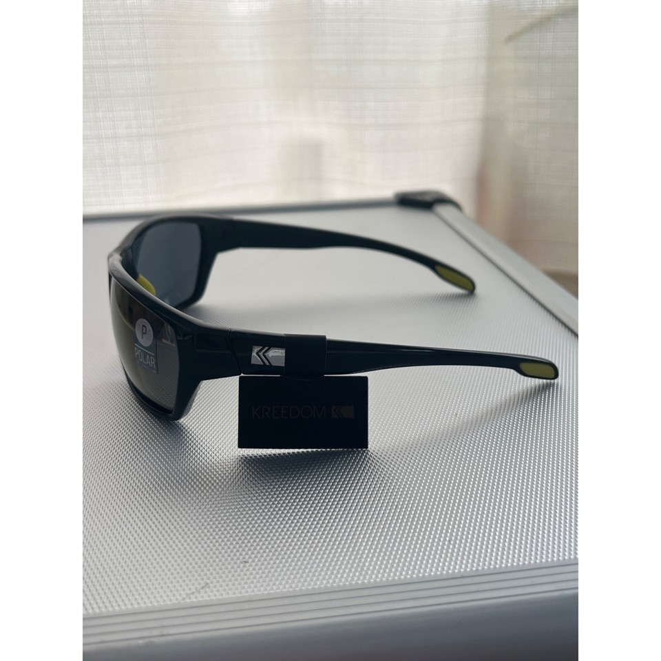 Kreedom Polarized Sunglasses Black Frame With Yellow Accents UV ...