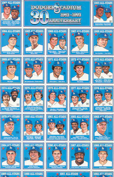 1992 TRAK AUTO DODGERS STAMP SET GARVEY DRYSDALE DAVIS KOUFAX WILLS | eBay