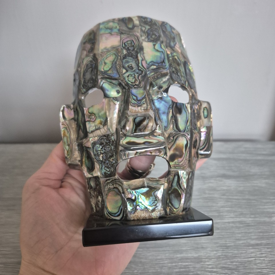 Vintage MCM Mexican Abalone Mayan/ Aztec Burial Death Mask Folk Art 6. ...