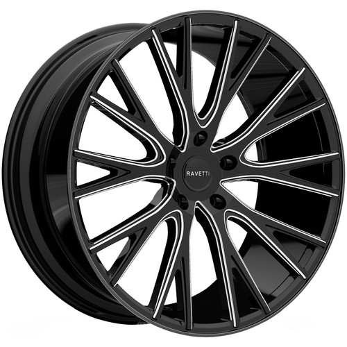Ravetti M12 22x9 5x115 +15mm Black/Milled Wheel Rim 22" Inch | eBay