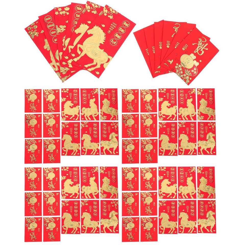 72 Pcs Vietnamese Lunar New Year Envelopes Chinese Red Pocket | eBay ...