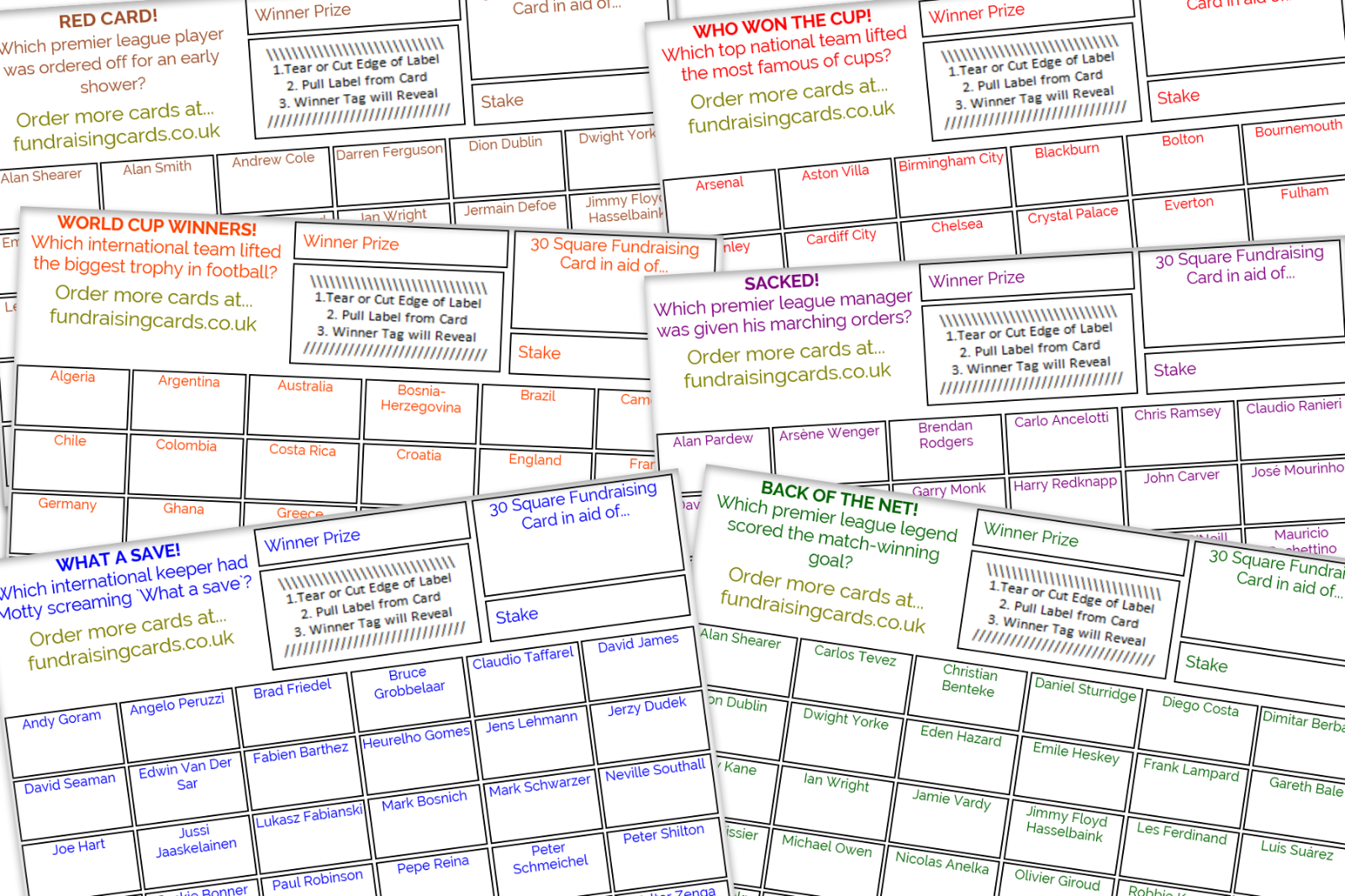 Football Fundraising Cards A6 Free Postage Scratch Raffle Ticket Draw ...