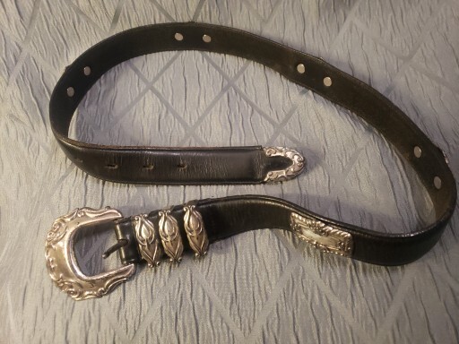 Lady Nadim Western Belt Black Leather Floral Details… - Gem